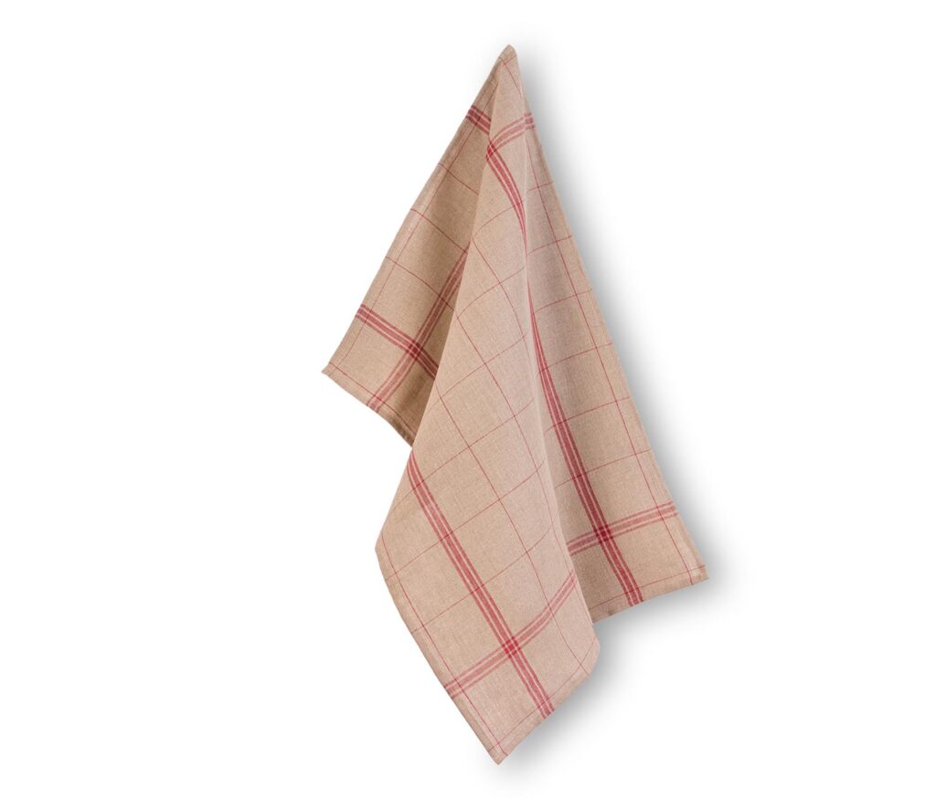 TORCHON MONTMARTRE A BRODER Fond Naturel / Rouge - Thieffry Frères